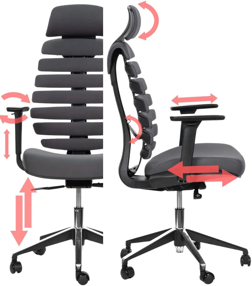 MERCURY Ergonomická kancelářská židle LOMAX - šedá látka / nosnost 150 kg