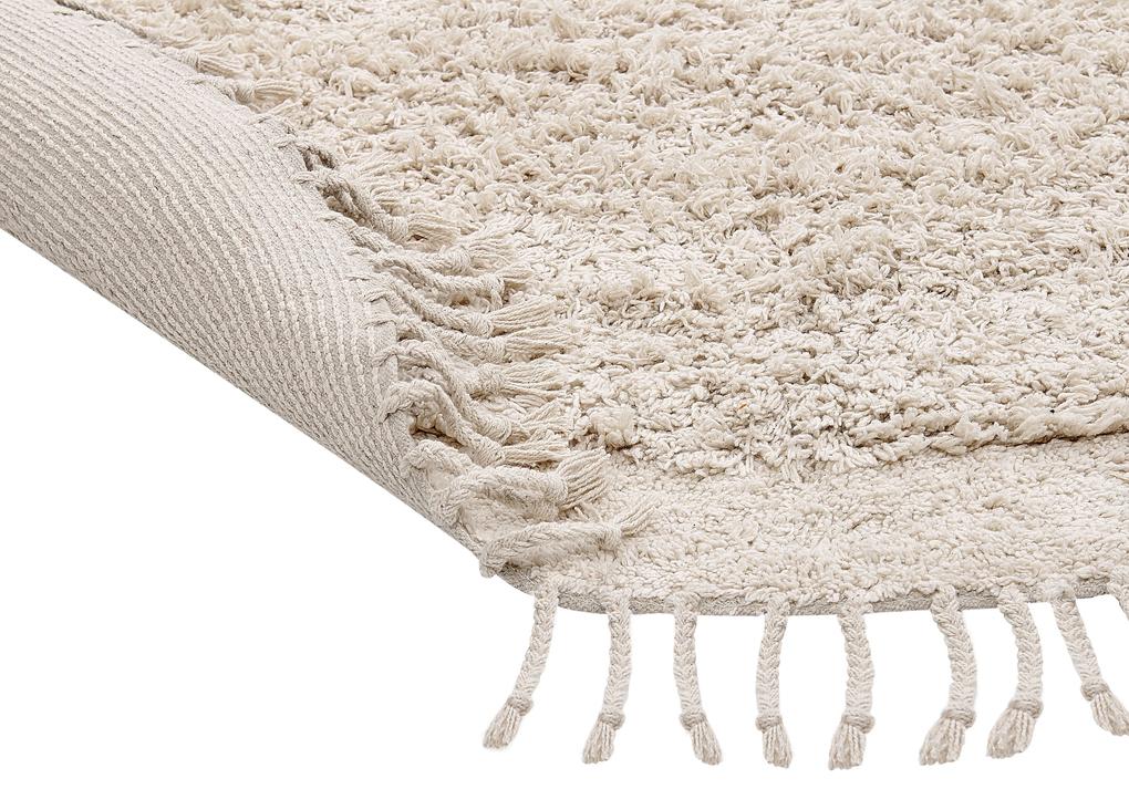 Kulatý bavlněný koberec ⌀ 140 cm béžový BITLIS Beliani