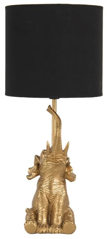 Stolní lampa ve tvaru zlatého slona s černým stínidlem – 20x46 cm