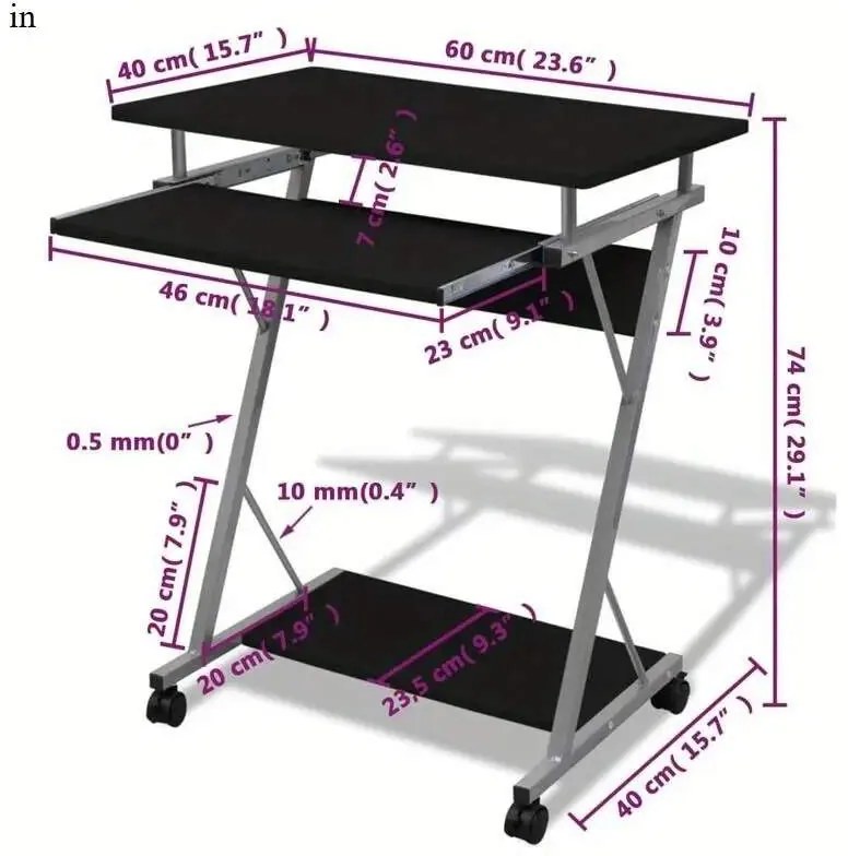 Pracovní, PC stůl, dřevo, kov, černá, stříbrná, NoBi JOFRY