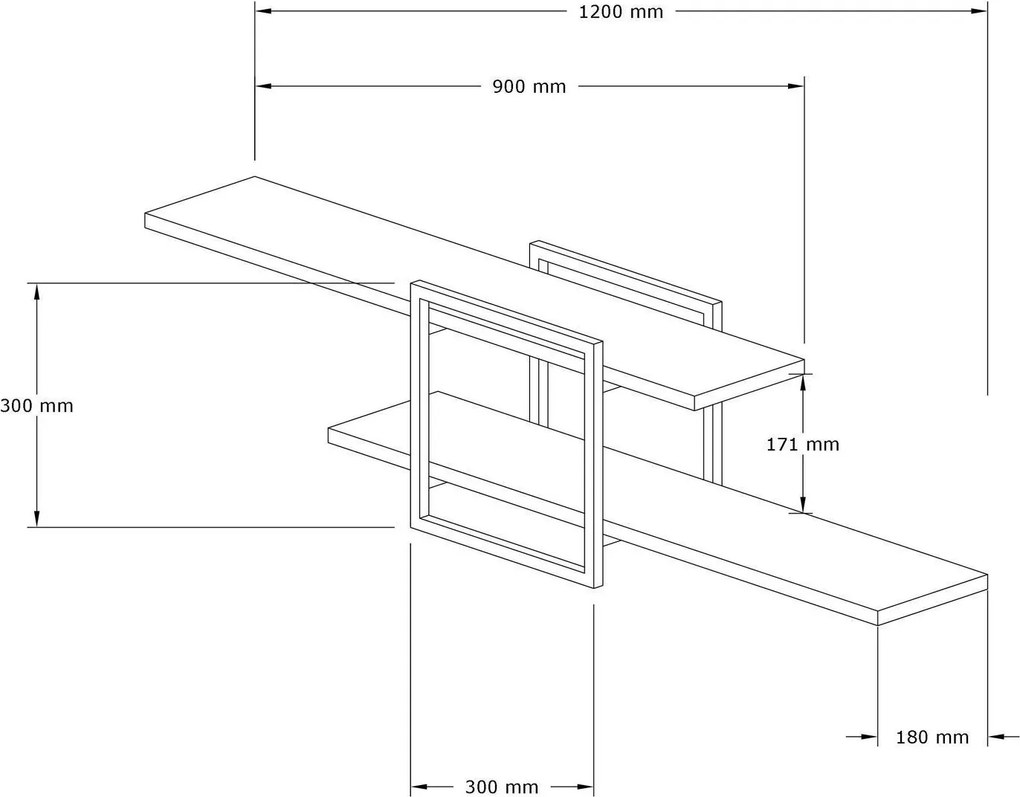 Nástěnná police MONE dub safírový/černá