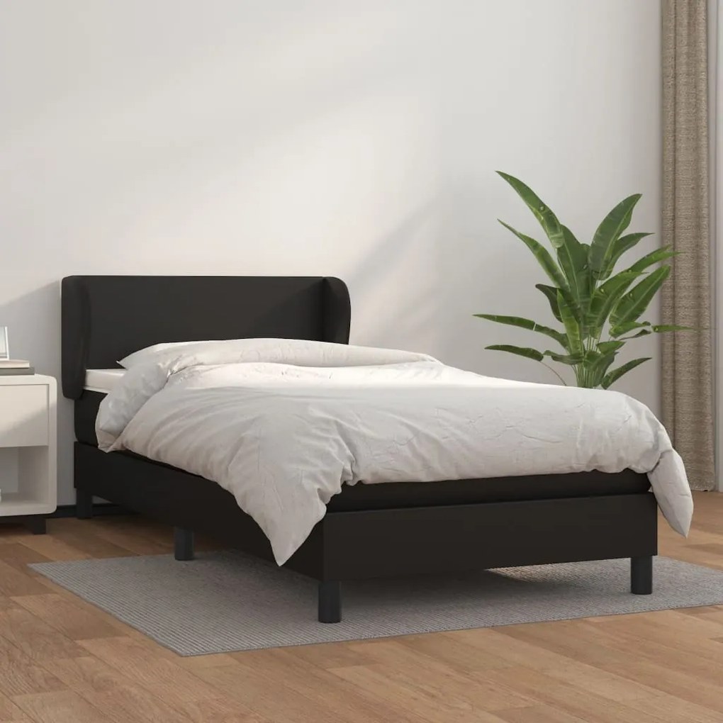 Box spring postel s matrací černá 100x200 cm umělá kůže 3127175