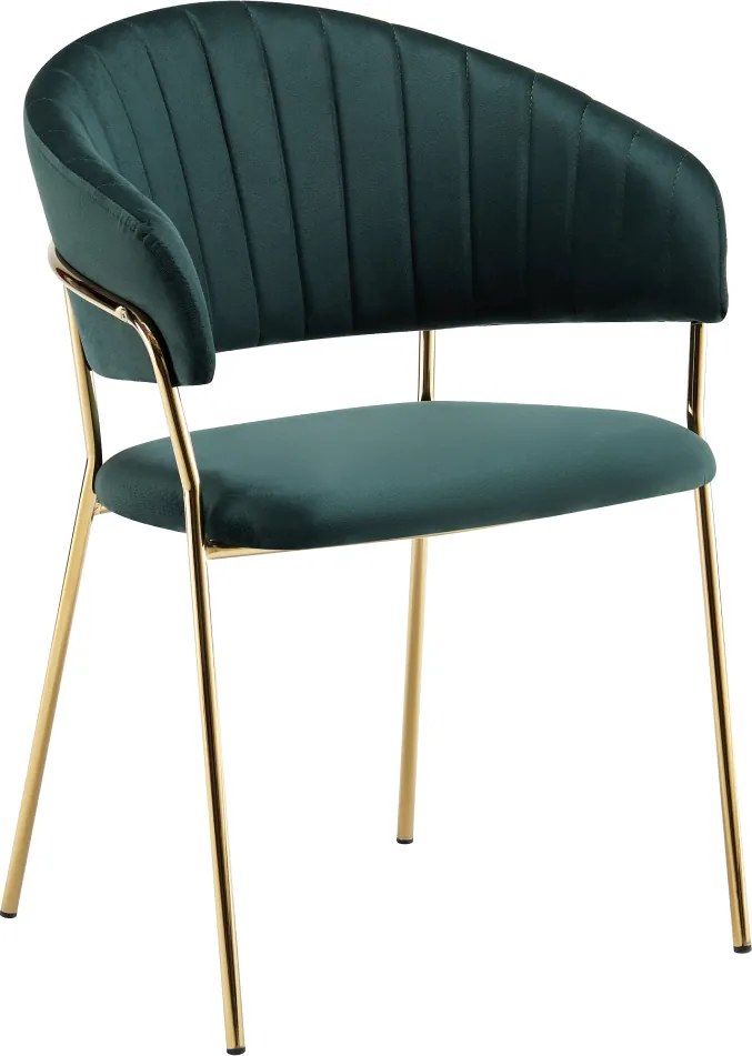 Designové jídelní křeslo DECO - Velvet látka, zelená / zlatá