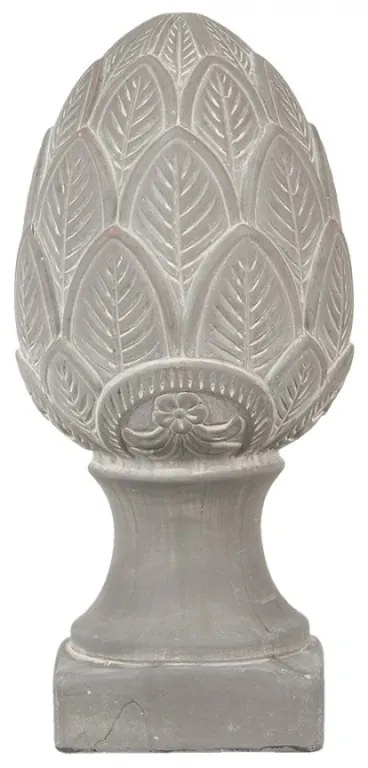 Šedá dekorace šiška na podstavci Pine L – 16x33 cm