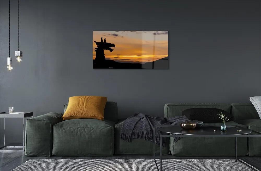 Obraz na skle Slunce oblohu drak 125x50 cm