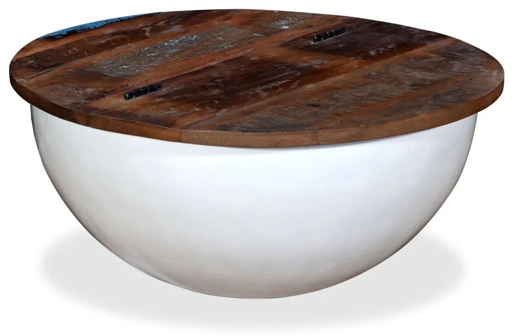 Konferenční stolek - masivní recyklované dřevo | bílý