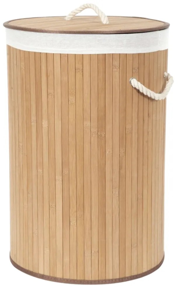 Compactor Bambusový koš na prádlo s víkem Compactor Bamboo - kulatý, přírodní, 40 x 60 cm