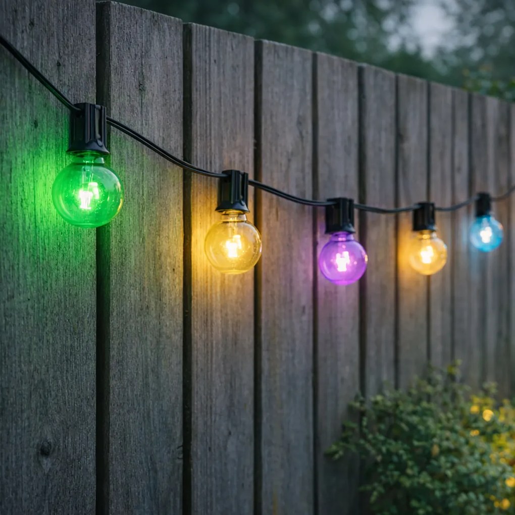 Venkovní světelný řetěz 10m vč. LED 10 světel RGBW solární - Russell