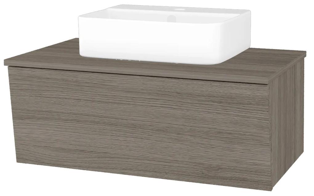 Dřevojas Koupelnová skříň INVENCE SZZ 80 (umyvadlo Joy 3) Varianta: L01 Bílá vysoký lesk / D16 Beton tmavý