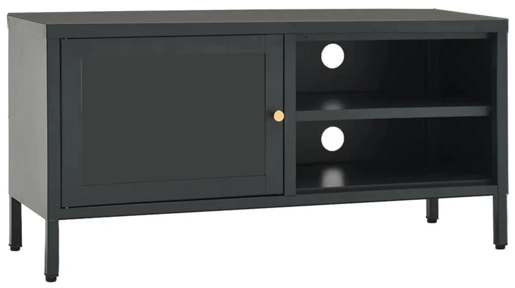 vidaXL TV stolek antracitový 90 x 30 x 44 cm ocel a sklo