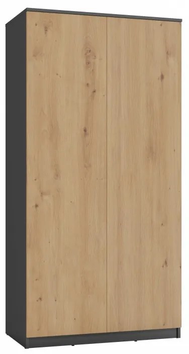 Dvoudveřová šatní skříň 90 cm TAUNO - dub artisan / antracitová