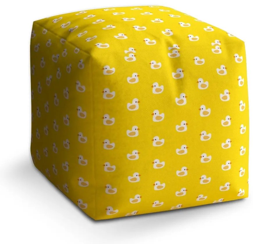 Taburet Cube bílé kachničky, žlutá