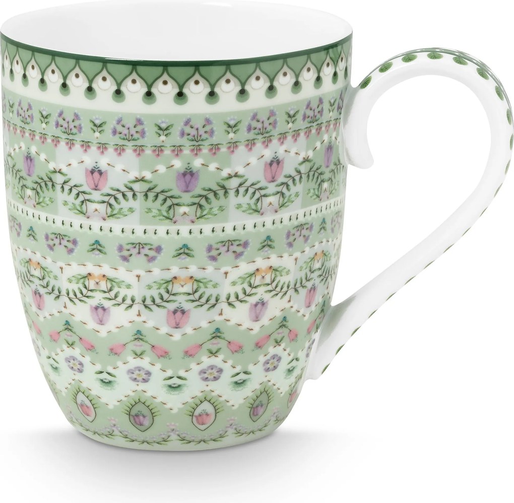 Pip Studio Lily &amp; Lotus hrnek XL 440ml, zelený (Porcelánový hrnek)