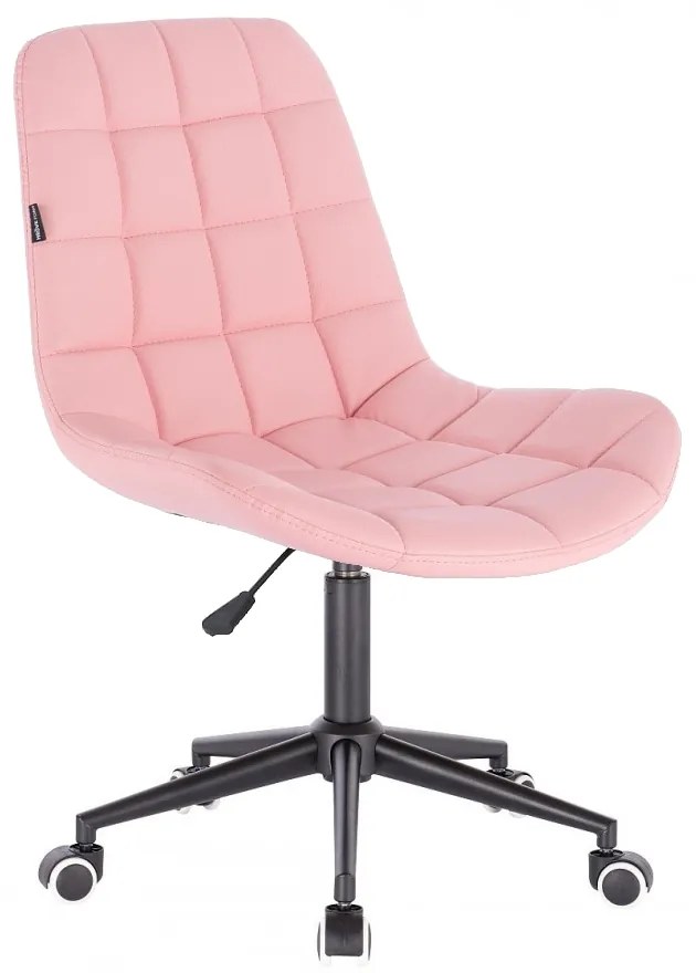 Židle PARIS na černé podstavě s kolečky - eko kůže - růžová