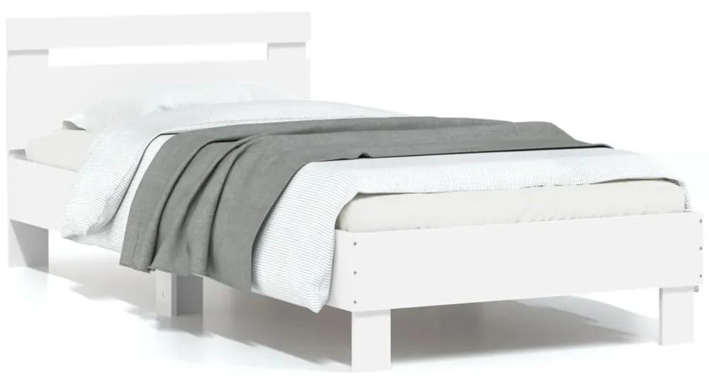 Rám postele s čelem bílý 90 x 190 cm kompozitní dřevo - Default Title