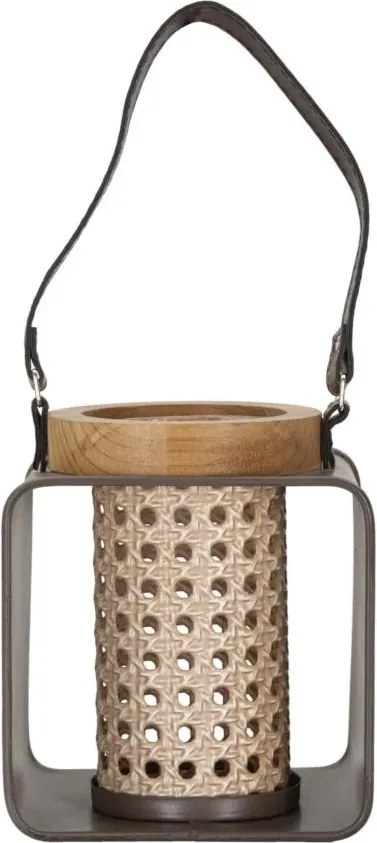 Lucerna Rattan 20 cm hnědá