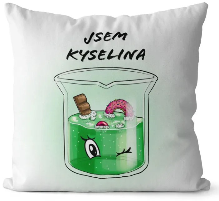 Polštář Jsem kyselina (Velikost: 55 x 55 cm)