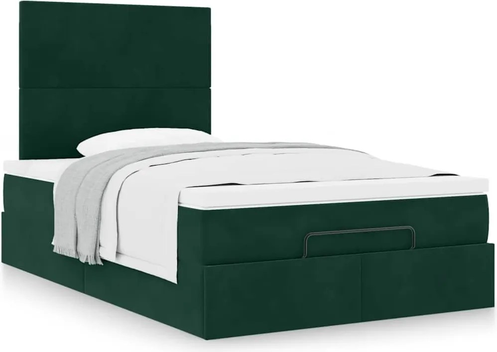 Osmanský rám postele s matracemi tmavě zelená 120x200cm samet 3313394