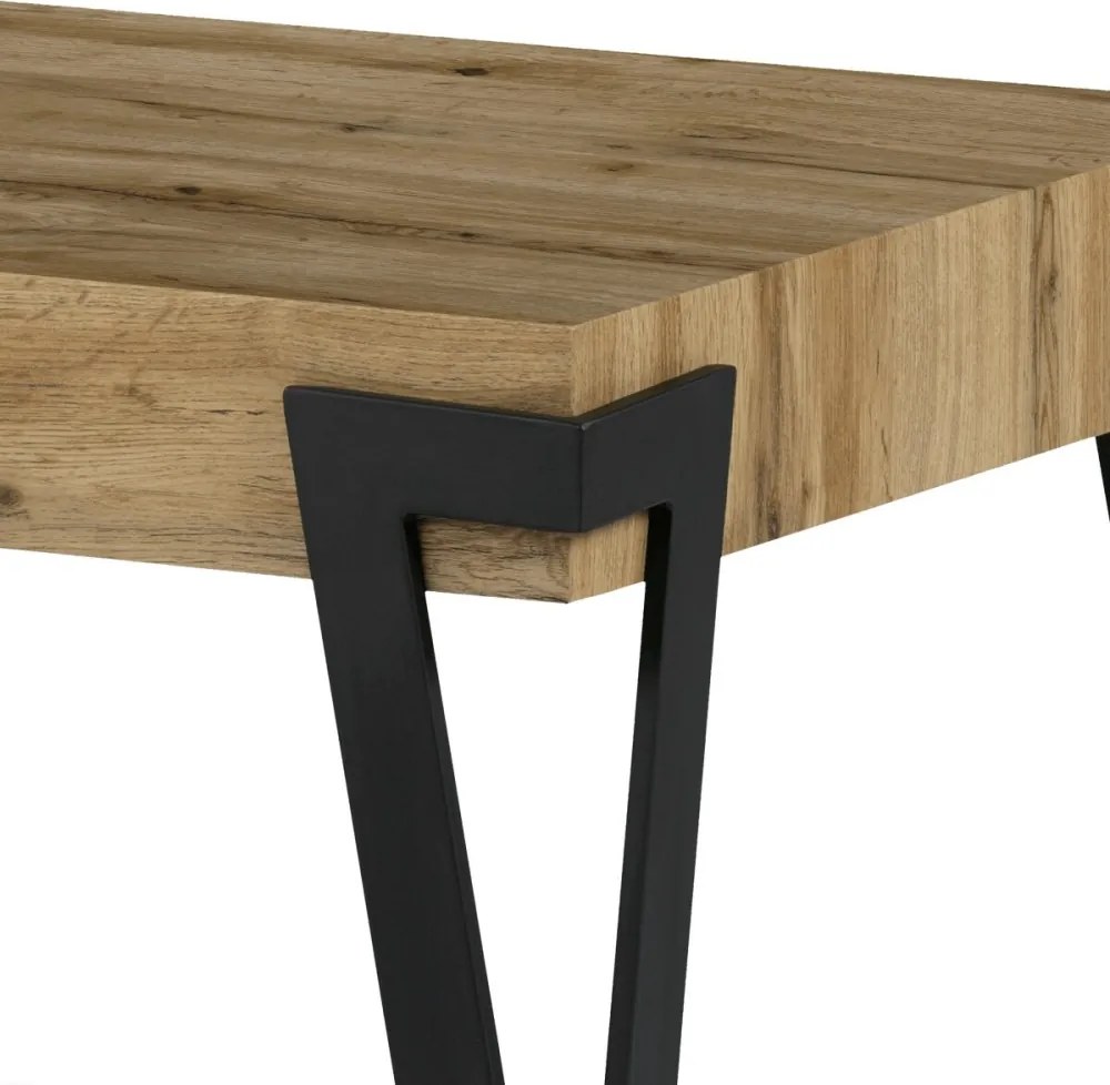 Konferenční stolek MDF divoký dub, kov černý mat (112 x 62) cm Divoký dub