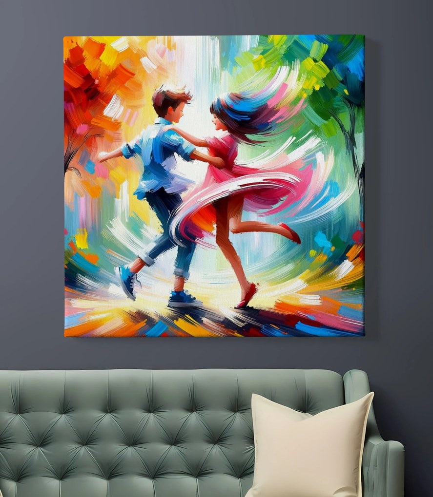 Obraz na plátně - Srdce v tanečním rytmu FeelHappy.cz Velikost obrazu: 100 x 100 cm