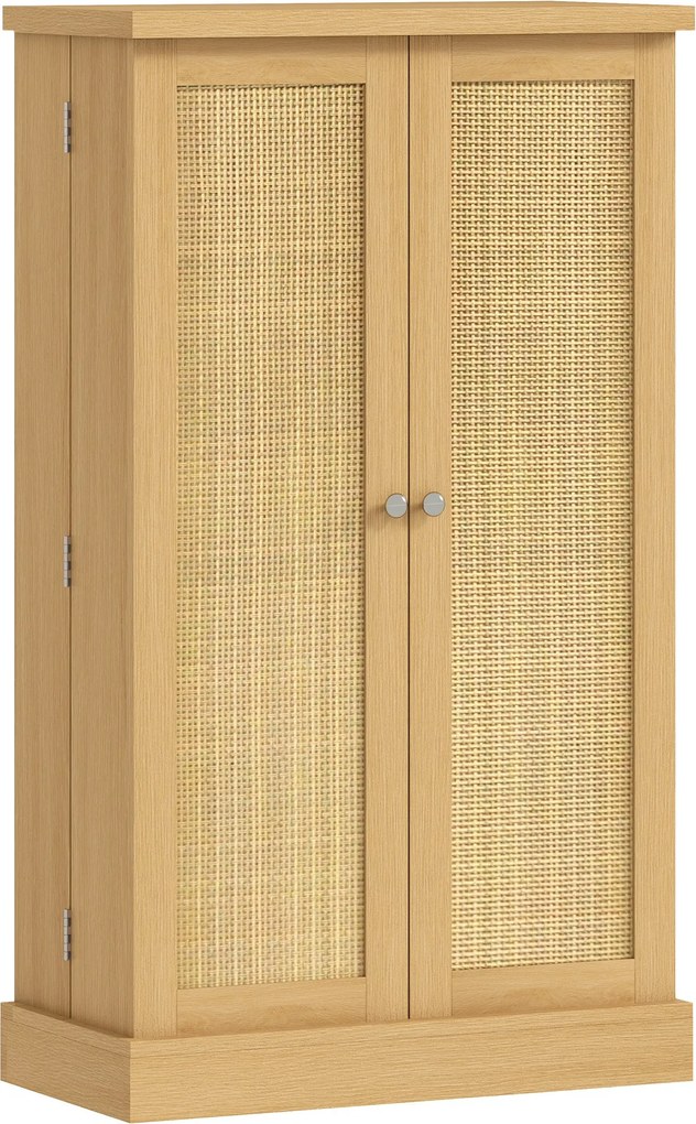 HOMCOM 104 cm spížová skříňka – ratanová dvířka, 5 polic, 12 přihrádek na koření, nastavitelné police | Aosom