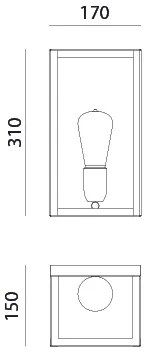 Il Fanale London, nástěnné svítidlo v kombinaci antického kovu a čirého skla, 1x46W E27, 20x17cm