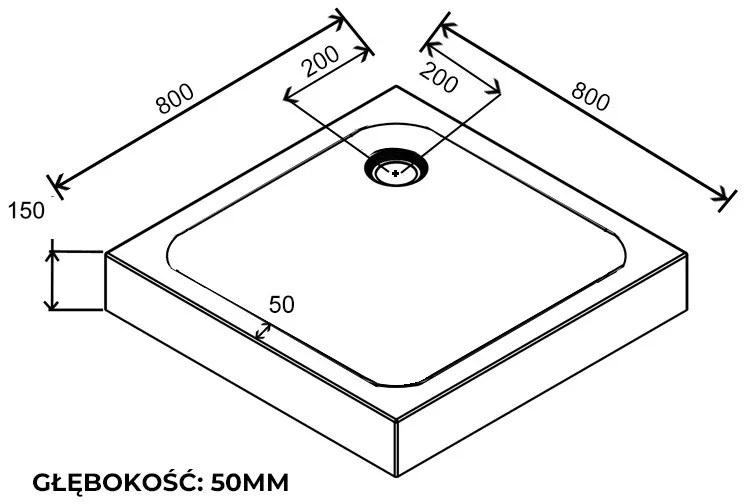 BPS-koupelny Čtvercový sprchový kout HYD-SK93A 80x80 chrom/transparent + vanička HYD-SSV-SXL02A černá