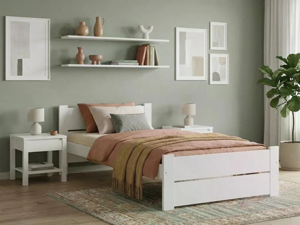 Postel IKAROS DOUBLE 80 x 200 cm, bílá Matrace: Matrace Coco Maxi 20 cm, Rošt: Bez roštu