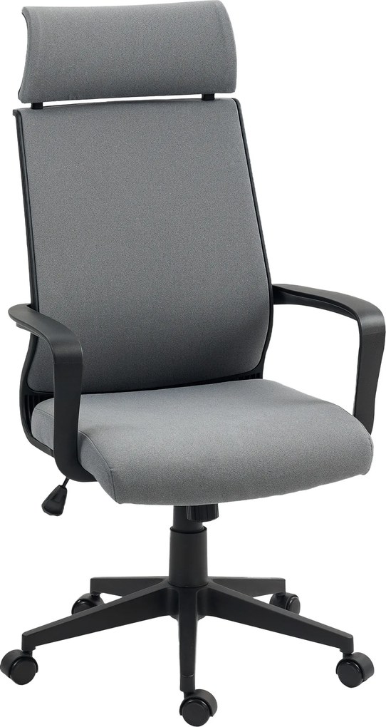 HOMCOM Kancelářská židle, ergonomická stolní židle s opěrkami, opěrkou hlavy, výškově nastavitelná otočná židle s houpací funkcí, počítačová židle s …