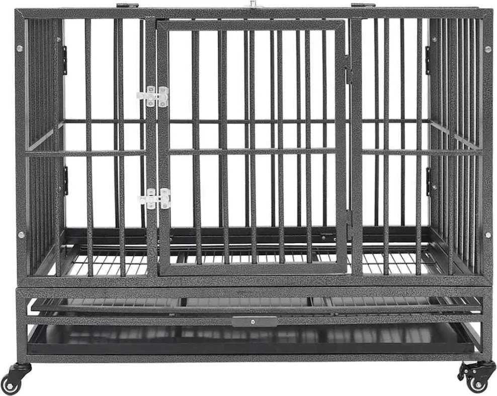 Klec pro psy s kolečky ocel 102 x 72 x 85 cm 171492