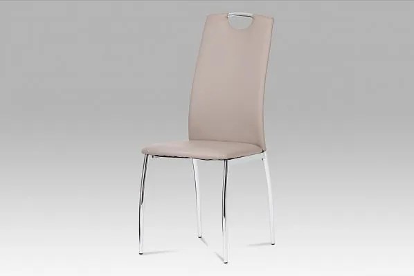 Jídelní židle koženka lanýžová / chrom