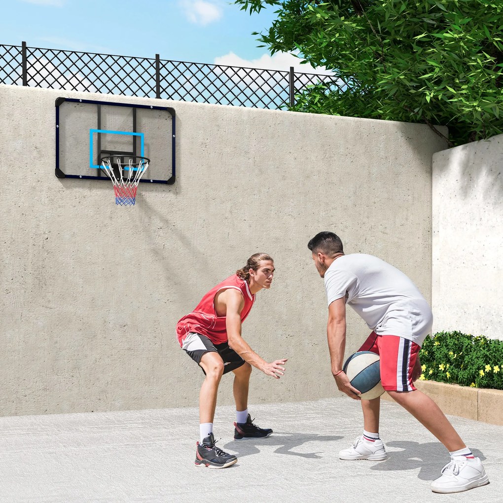 SPORTNOW nástěnný basketbalový koš Basketbalová deska s košem a sítí pro venkovní použití, ocel, 113 x 61 x 73 cm, ideální pro zahradu a hřiště