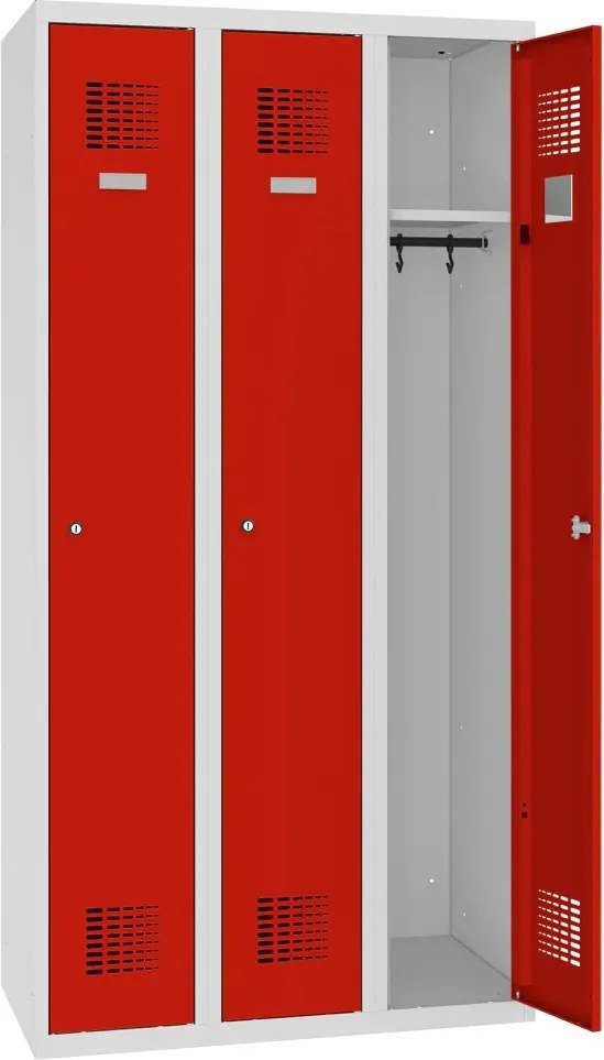 MALOW Šatní skříň kovová Sum 330 W šířka 900 mm [tmavě šedá RAL 7032, tmavě šedá RAL 7032, cylindrický zámek]