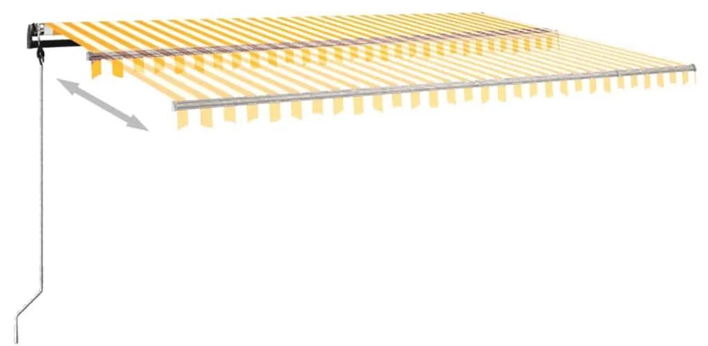 Ručně zatahovací markýza s LED světlem 500 x 300 cm žlutobílá,  3069783