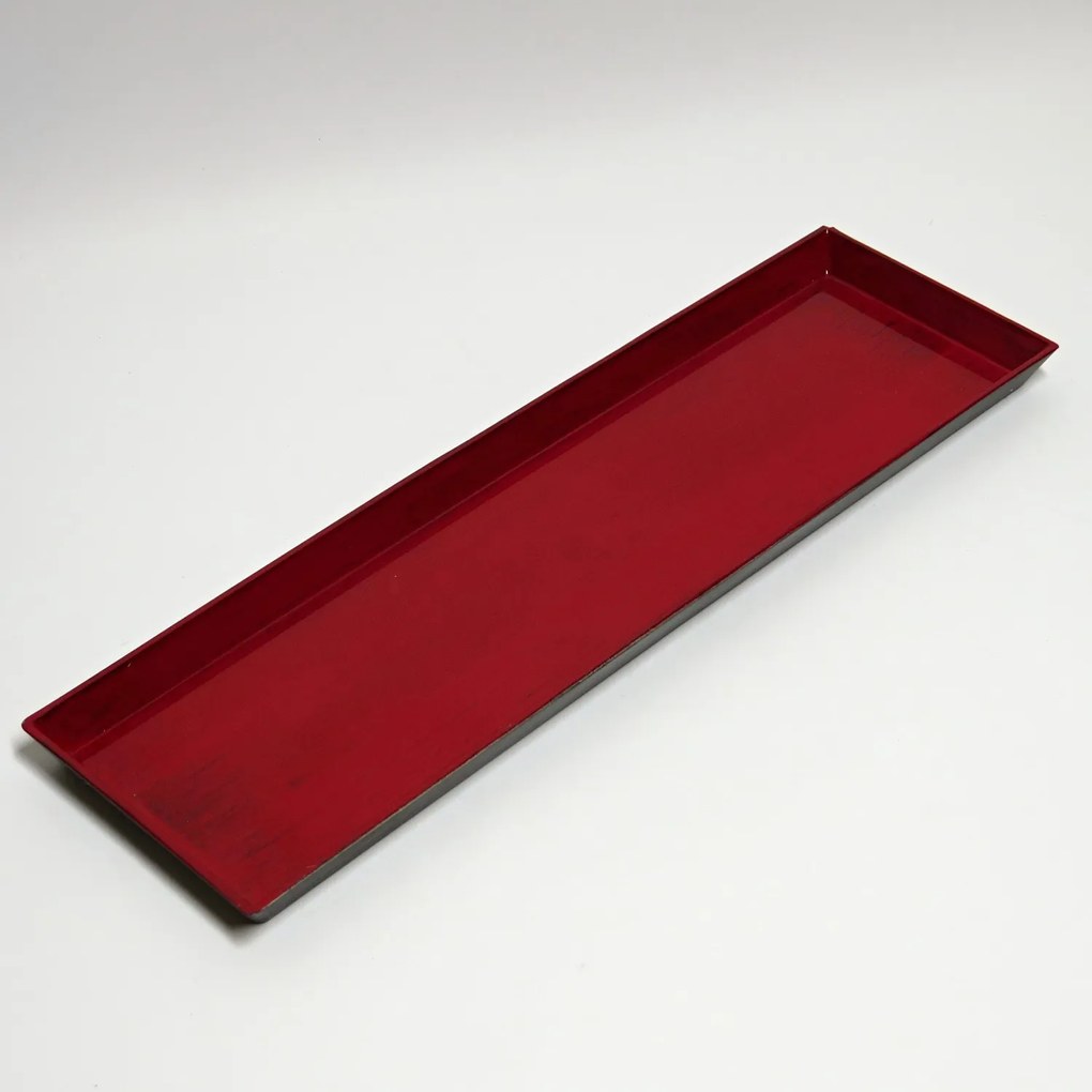Dekorační talíř retro červený obdelník plast 13x43,5x2cm
