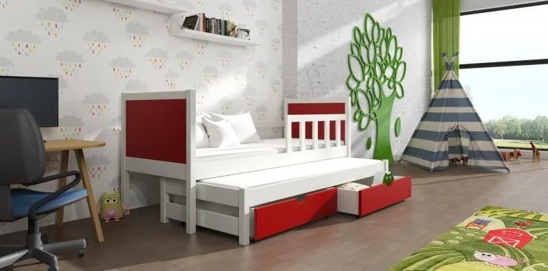 Dětská postel PONOKIO 4 - bílá / červená