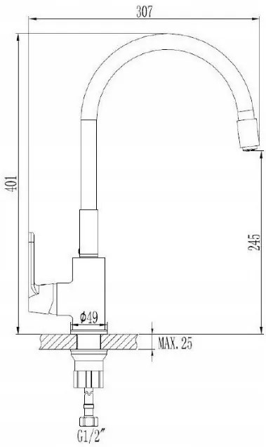 Invena Tesalia, 1-komorový granitový dřez 440x400x160 mm a dřezová baterie Joga Plus, černá skvrnitá, INV-AZ-01-041-SET