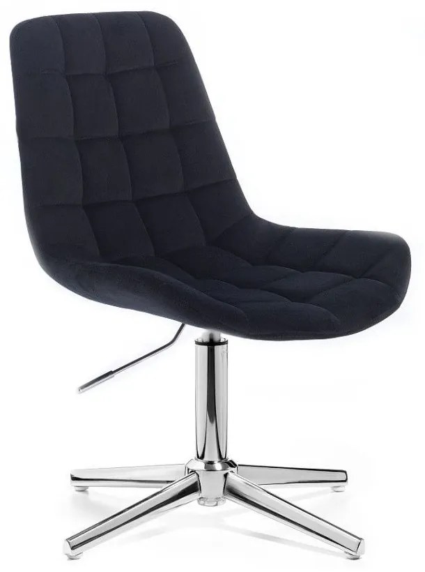 LuxuryForm DESIGN Otočná židle PARIS VELUR na stříbrném kříži - černá