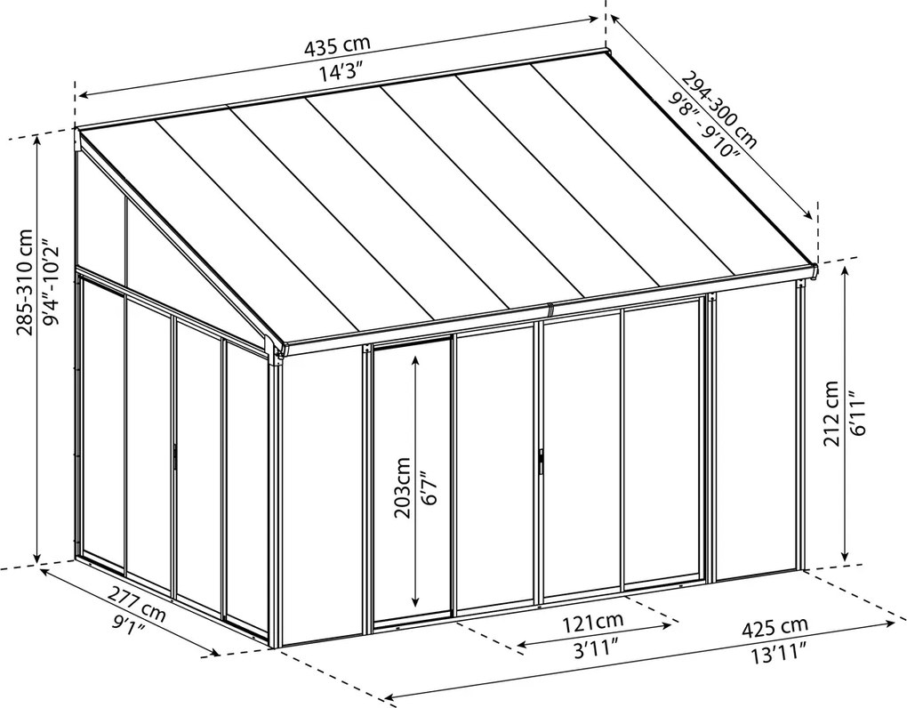 Palram - Canopia Torino 3 x 4,25 antracit - zimní zahrada