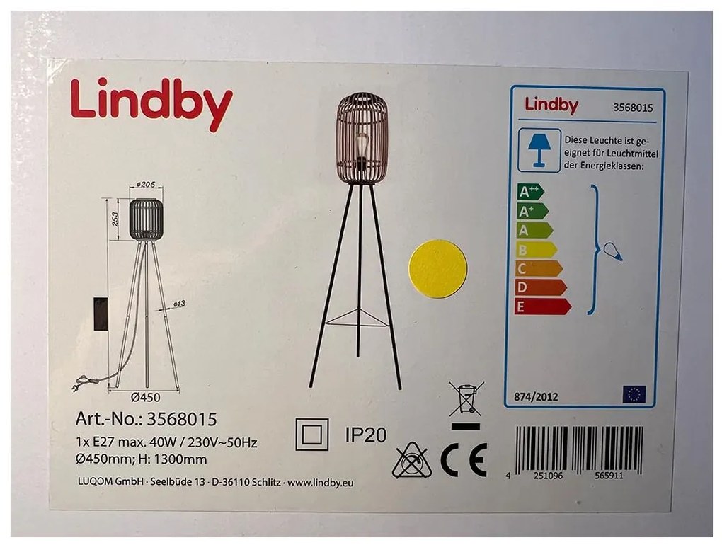 Lindby Lindby - Stojací lampa MARLY 1xE27/40W/230V LW1315