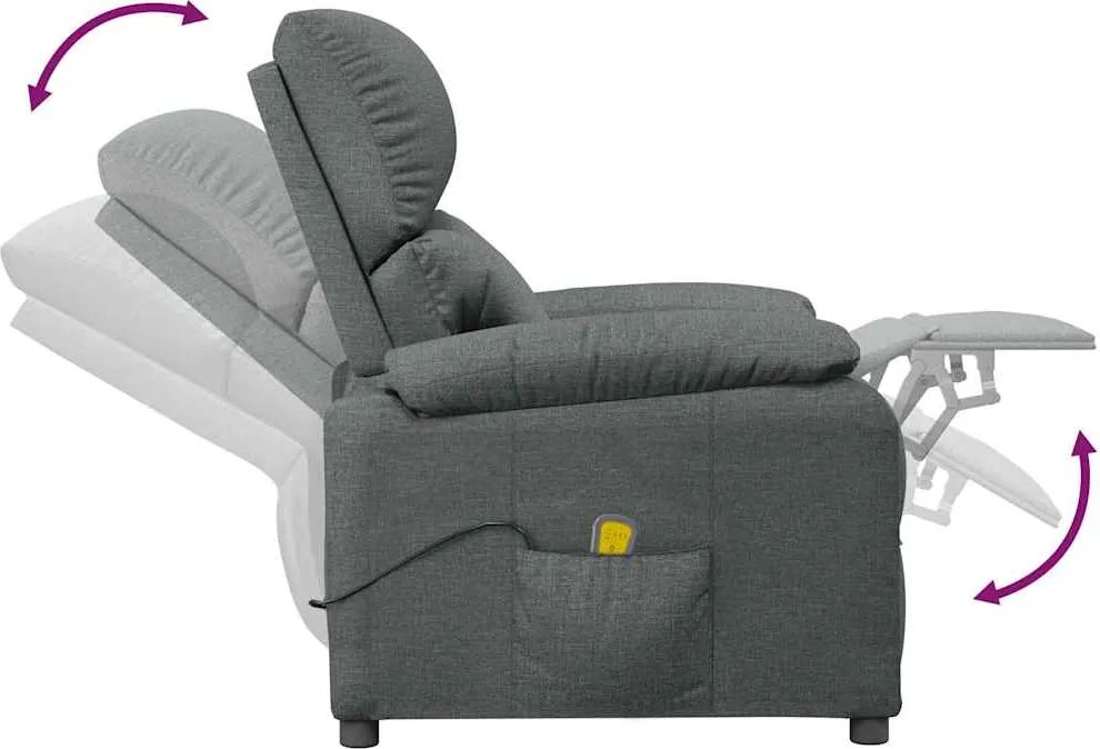 Masážní křeslo tmavě šedé textil 322457