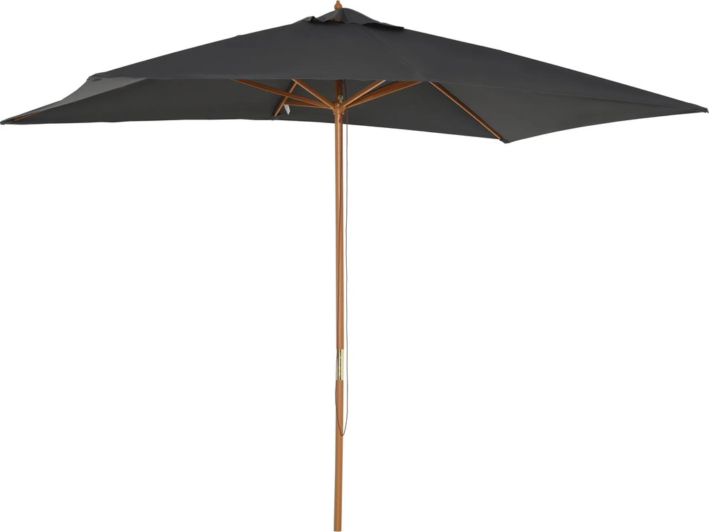 Outsunny Velký Obdélníkový Přímý Zahradní Parasol 3L x 2W x 2.5H metrů Tmavě Šedý | Aosom