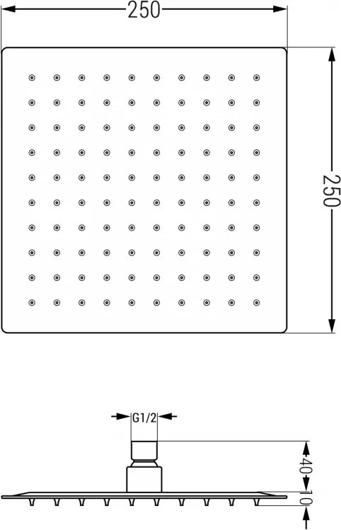 Mexen Sprchová hlavice Slim nerezová 25 x 25 cm, růžovo-zlatá, 79125-60