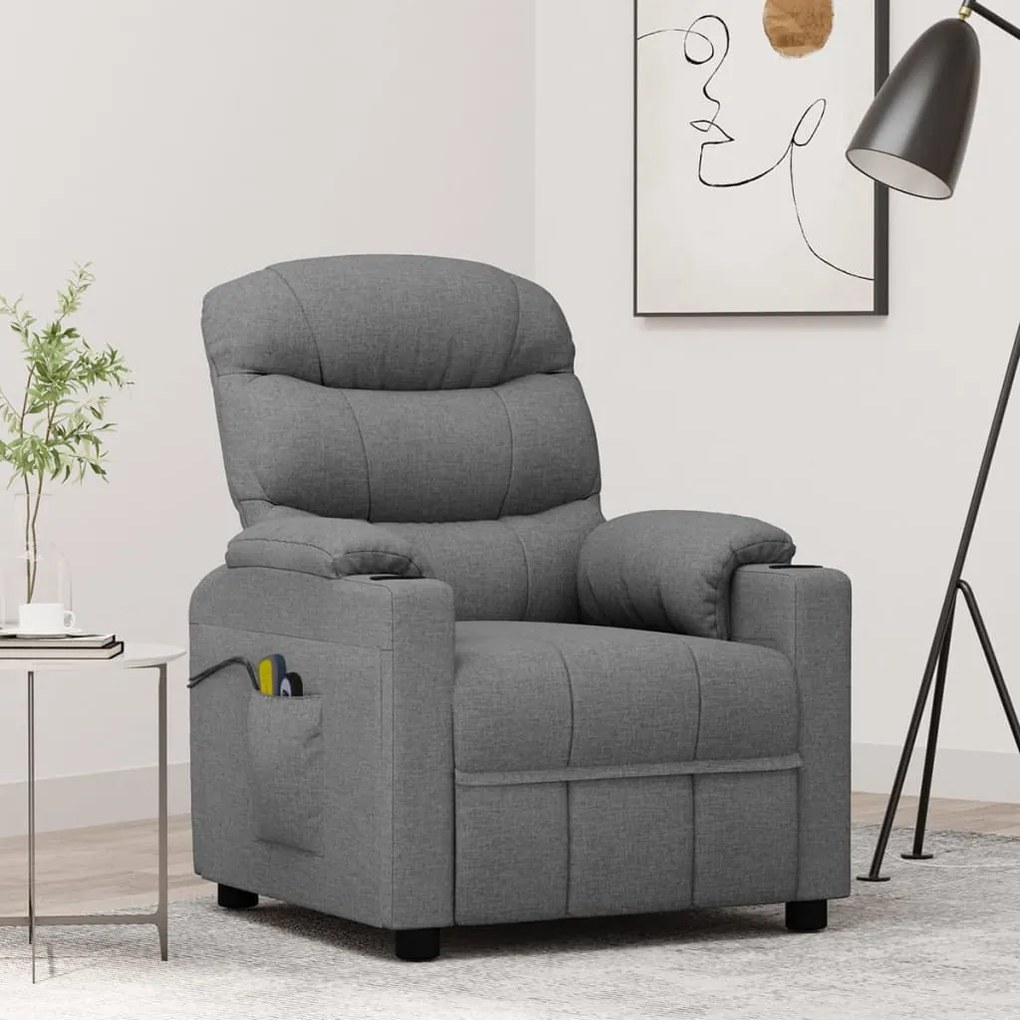 Elektrické masážní křeslo světle šedé textil 3143503