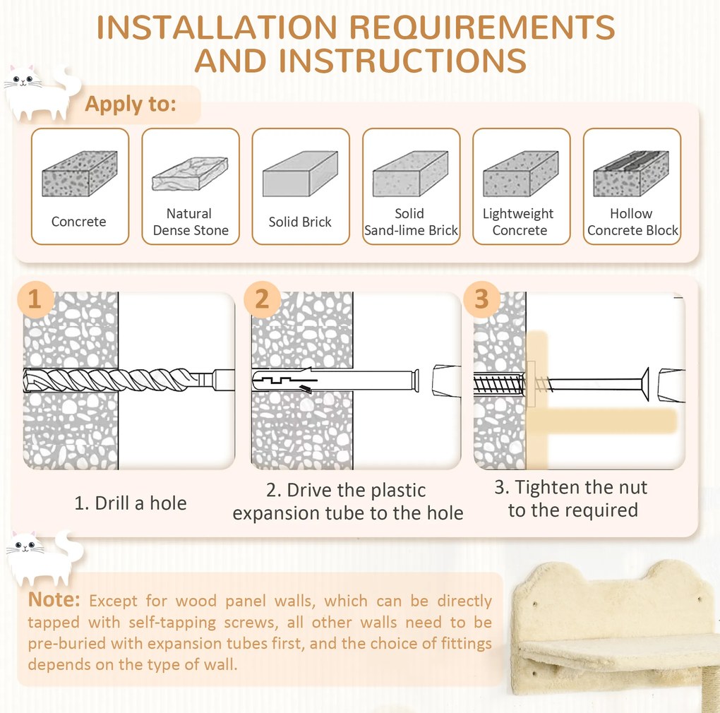 PawHut HOMCOM Skákací věž se 3 škrabadly, lezeckou stěnou a houpací sítí, béžovo-krémově bílá, ideální pro kočky | Aosom.de