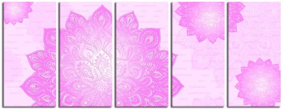 Pětidílný obraz mandala Pink Velikost (šířka x výška): 200x80 cm