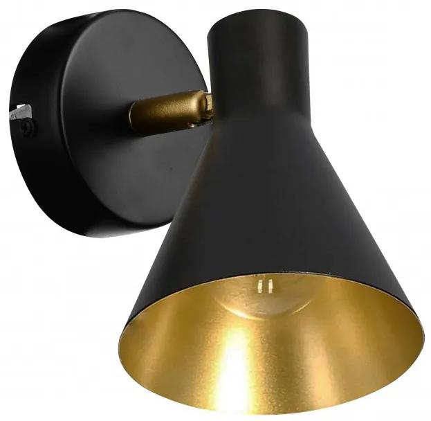 Candellux Černo-zlaté nástěnné svítidlo Less pro žárovku 1x E14 21-70968