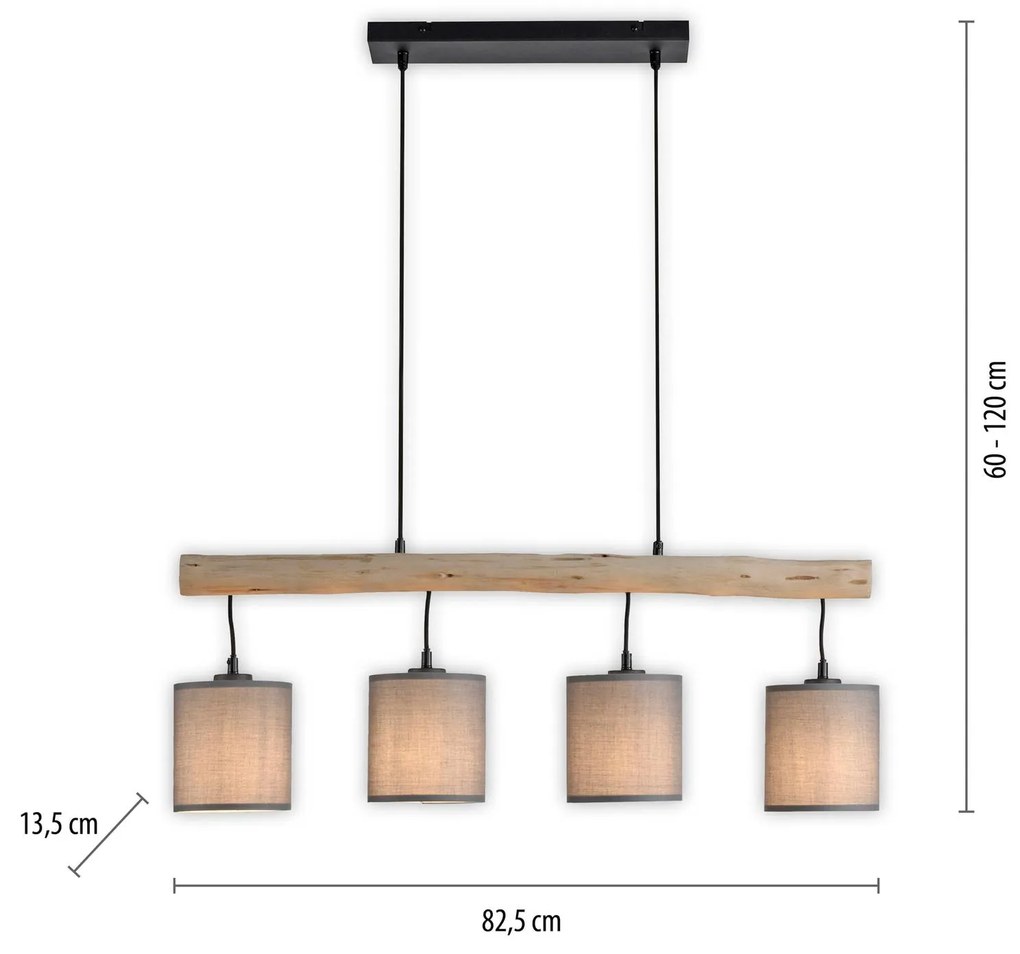 Závěsná lampa Green Tribu, papírová stínidla, čtyři světla