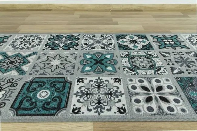 Protiskluzový běhoun Patchwork - tyrkys