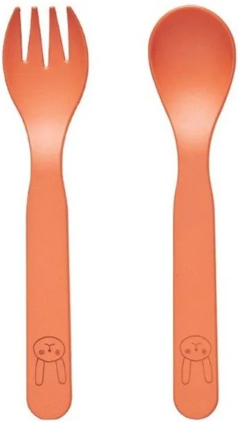 Oranžový plastový dětský příbor 2 ks Pullo – OYOY Mini